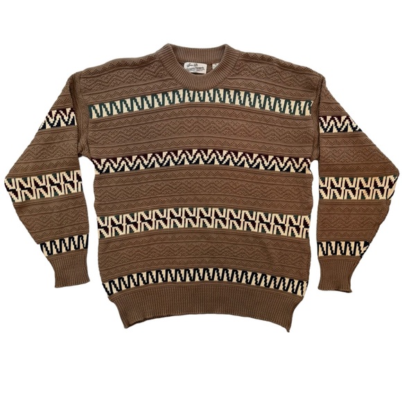 Vintage | Sweaters | Vintage Sears Roebuck Co Brown Textured Wave ...